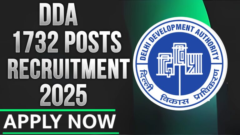 DDA Recruitment 2025 – Apply Online for 1732 Junior Engineer, MTS and ...